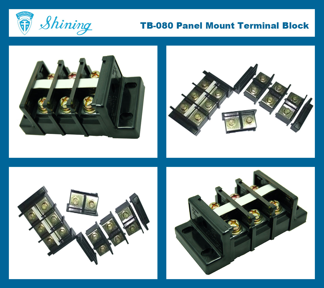 Electric Panel Mounted 600V 80A Barrier Terminal Block TB-080 | SHINING E&E INDUSTRIAL CO., LTD.