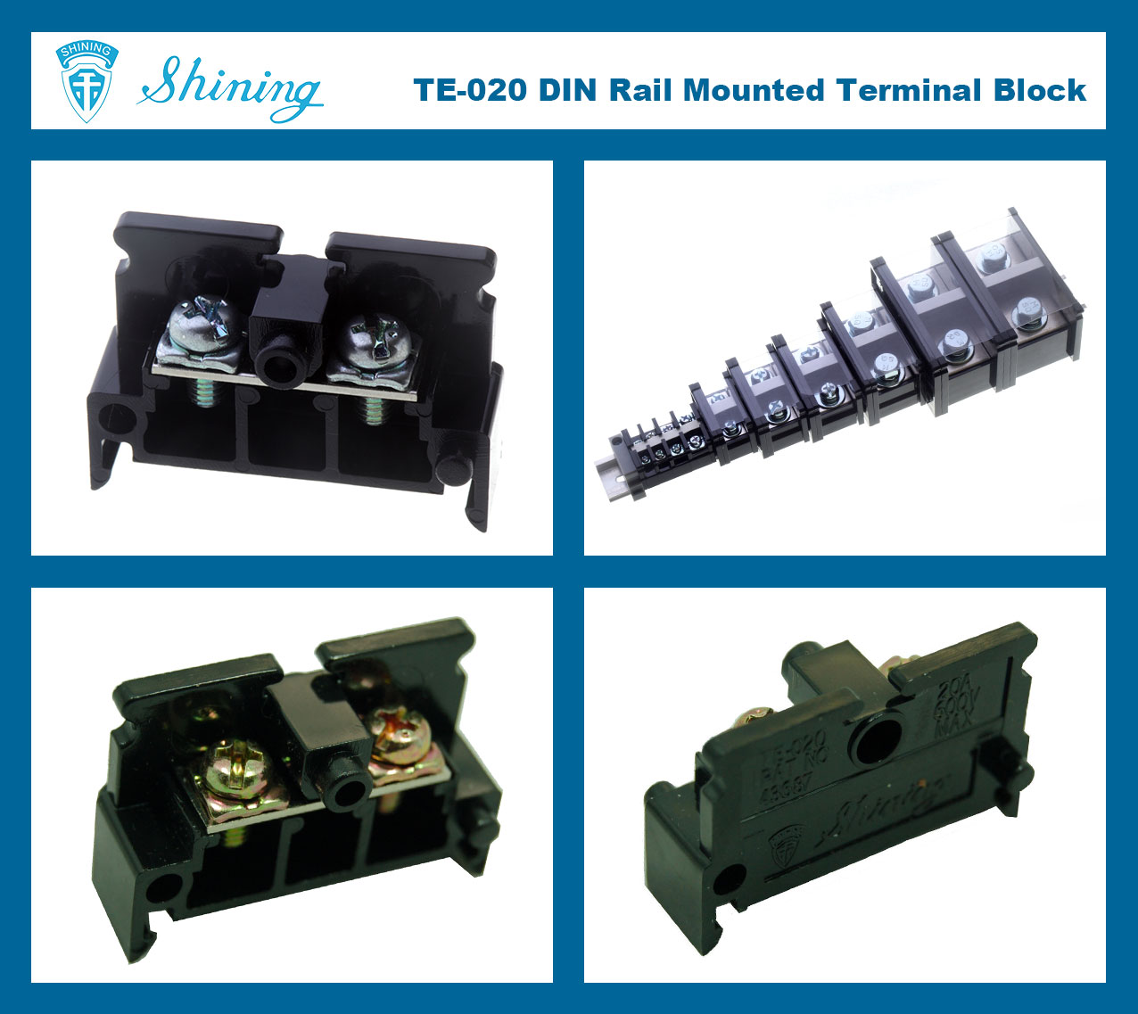TE-020 Din Rail 600V 20A Assembly Grounded Terminal Block | SHINING E&E ...