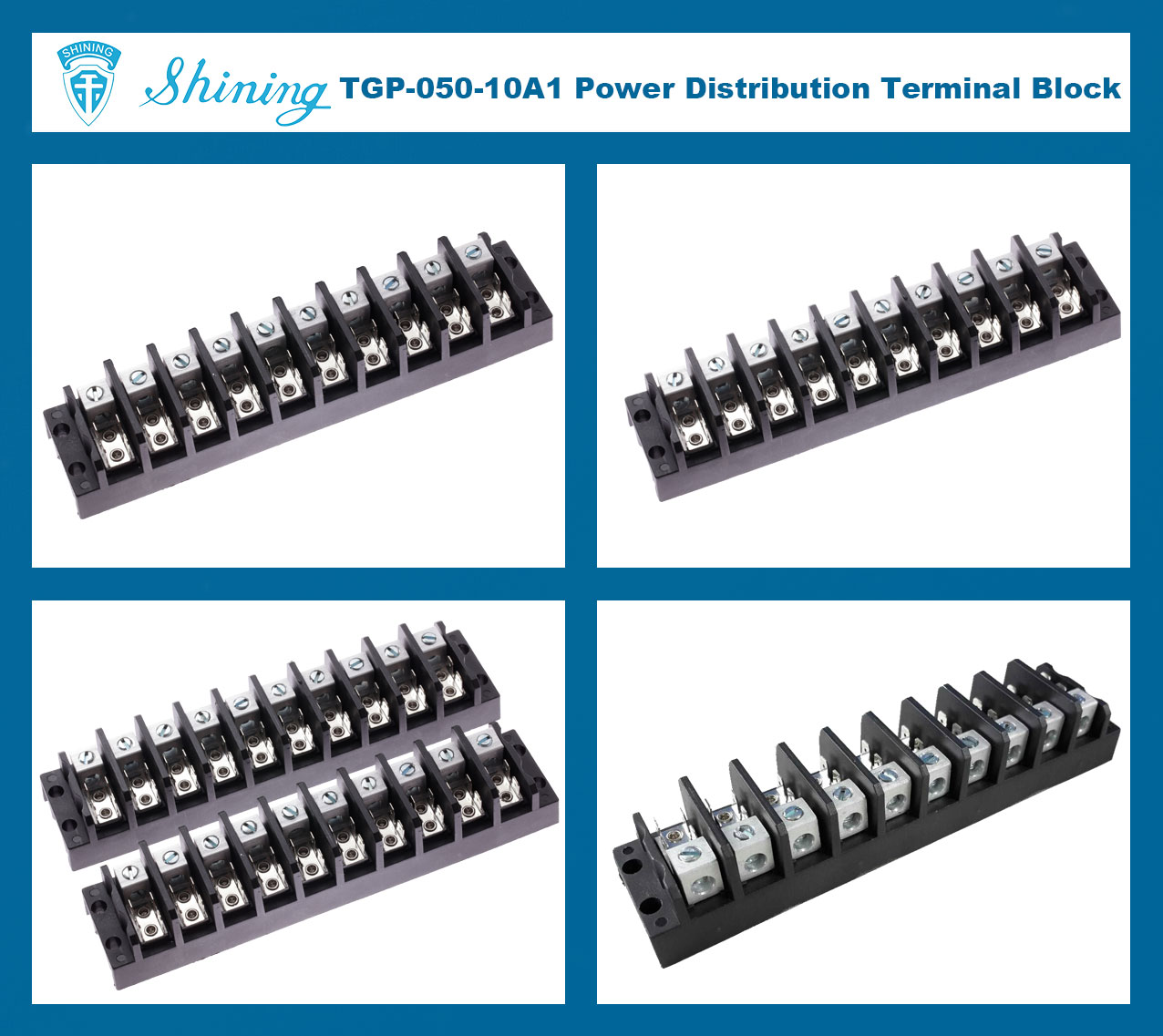TGP-050-10A1 600V 50A Quick Connect 10-Pole Power Terminal Block ...