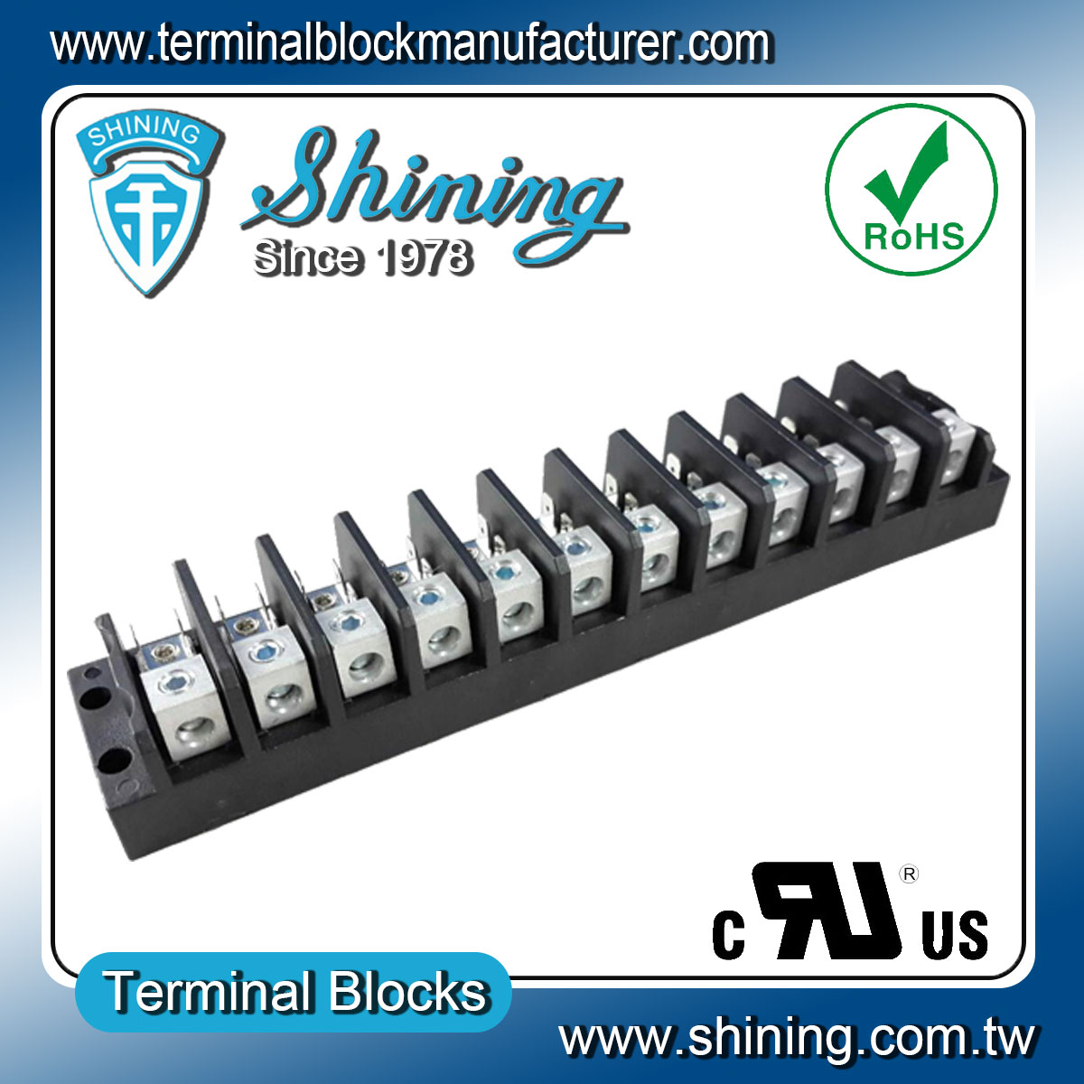TGP-050-12A 600V 50A 12 Pole Power Distribution Terminal Block ...